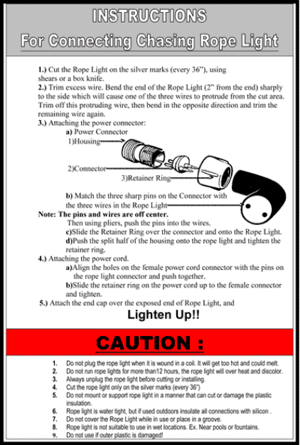 Chasing Rope Light Connector Kit 6 foot - Novelty LightsNovelty Lights ...