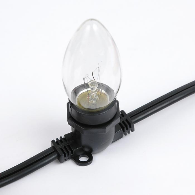 25' Commercial Outdoor String Lights With Intermediate Base on Black ...