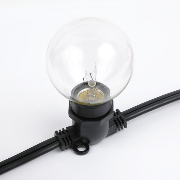 25' Commercial Outdoor String Lights With Intermediate Base on Black ...