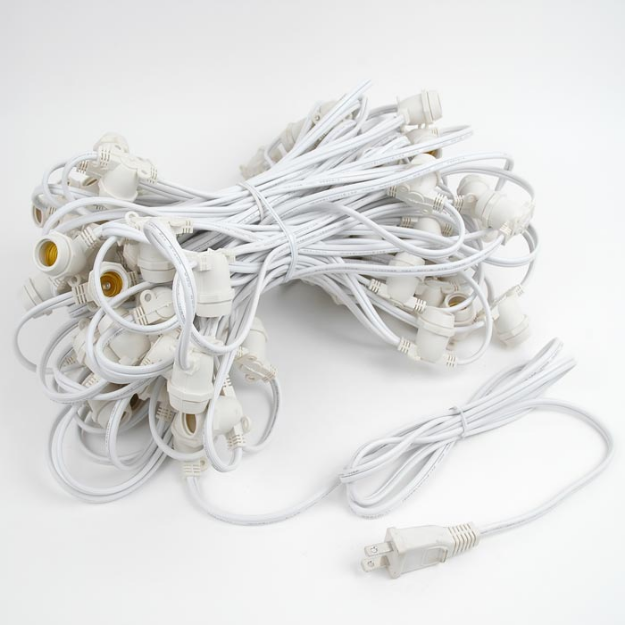 100' Commercial Outdoor String Lights With Intermediate Base on White ...
