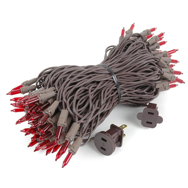 Red Christmas Mini Lights Set 100 Light Brown Wire 50 Feet - Novelty ...
