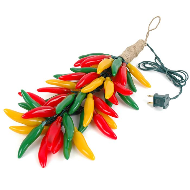 Fiesta Red Green and Yellow Chili Pepper Light Ristras 16" Cluster set ...