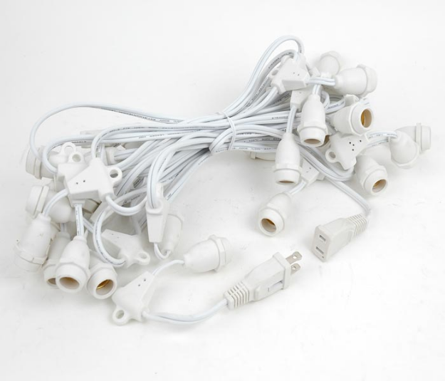 25' Suspended Outdoor String Lights With Intermediate Base on White ...