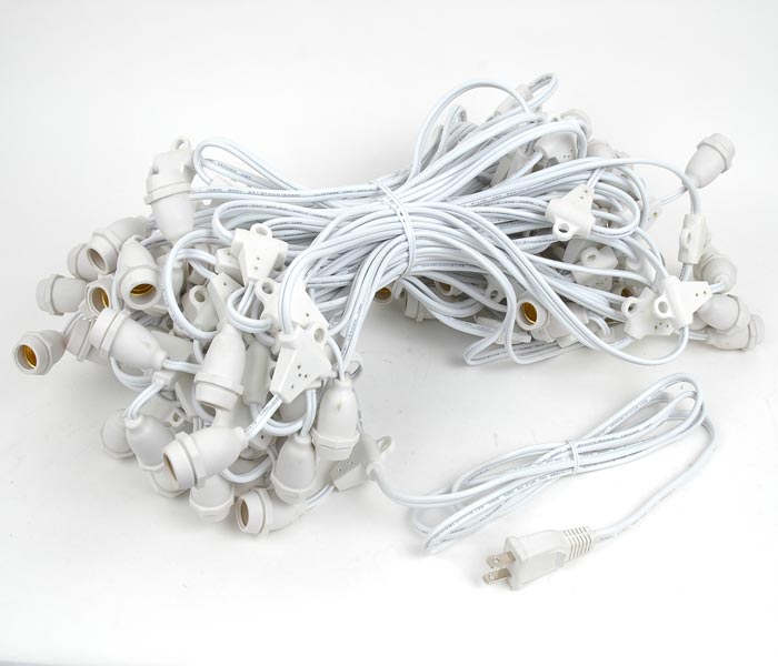 100' Commercial Outdoor String Lights With Suspended Intermediate Bases ...