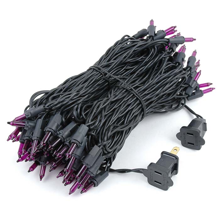 Purple Christmas Mini Lights Set 100 Light Black Wire 50 Feet - Novelty ...