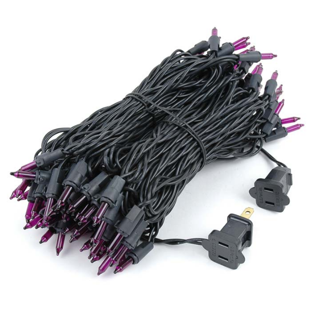 Purple Christmas Mini Lights Set 100 Light Black Wire 50 Feet - Novelty ...