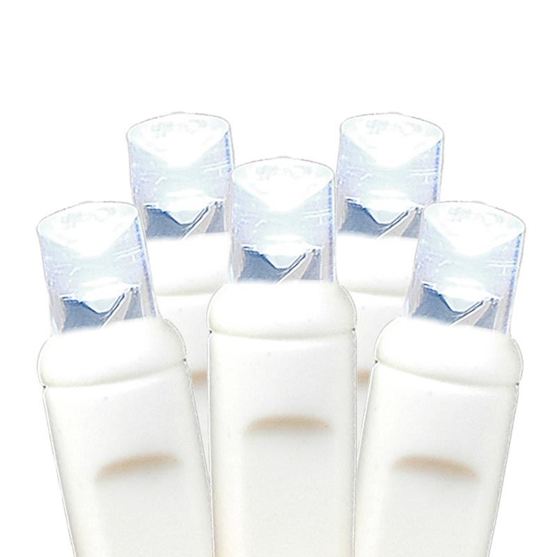 20 Light Pure White LED Christmas Light Set Non-Connectable White Wire ...