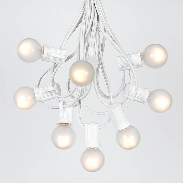 Frosted White G30 Globe/Round Outdoor String Light Set on White Wire ...
