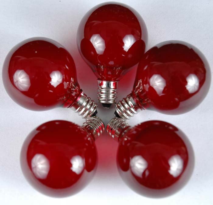 Red G40 Globe/Round Outdoor String Light Set on White Wire - Novelty ...