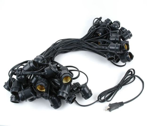 50 Clear S14 Heavy Duty String Light Sets on Black Wire - Novelty ...