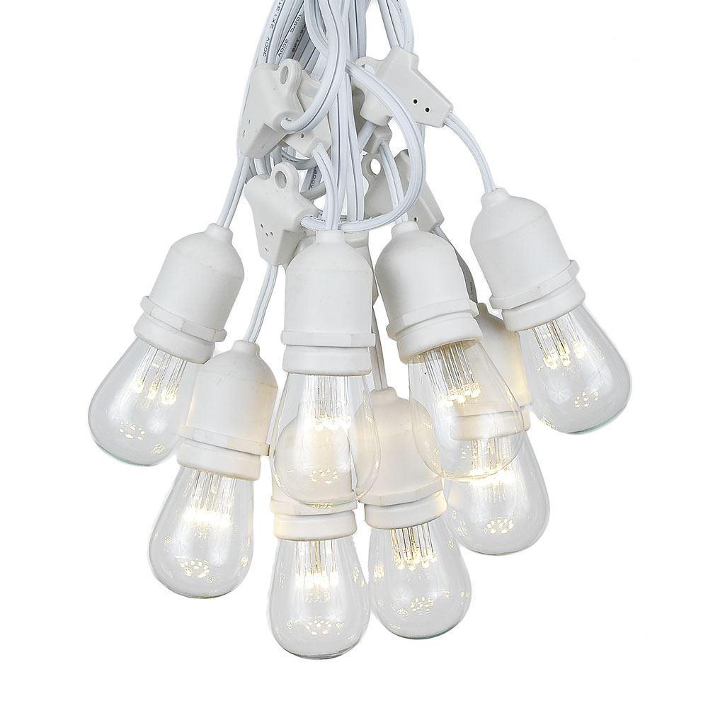 25 Warm White LED S14 Heavy Duty Hanging String Light Sets on White ...