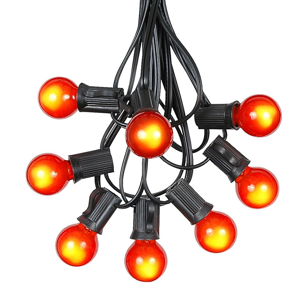 100 Orange G30 Globe/Round Outdoor String Light Set on Black Wire ...