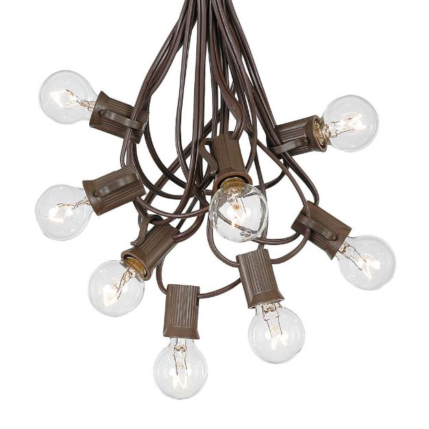 100 Clear G30 Globe/Round Outdoor String Light Set on Brown Wire ...