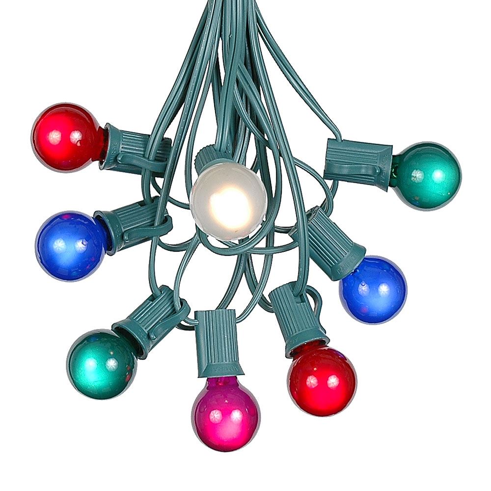100 Multi Colored G30 Globe/Round Outdoor String Light Set on Green ...
