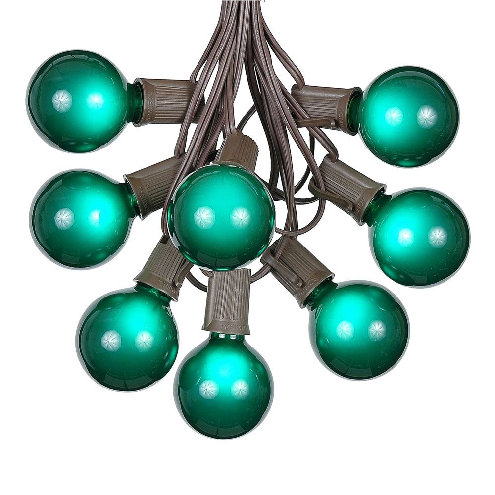 100 Green G50 Globe String Light Set on Brown Wire - Novelty Lights ...