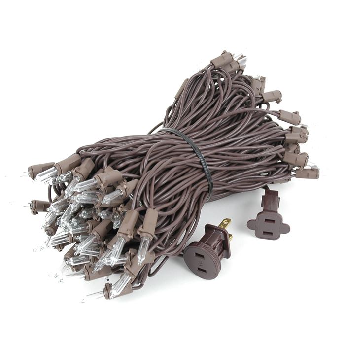 Clear Christmas Mini Lights Set 100 Light Brown Wire 50 Feet - Novelty ...