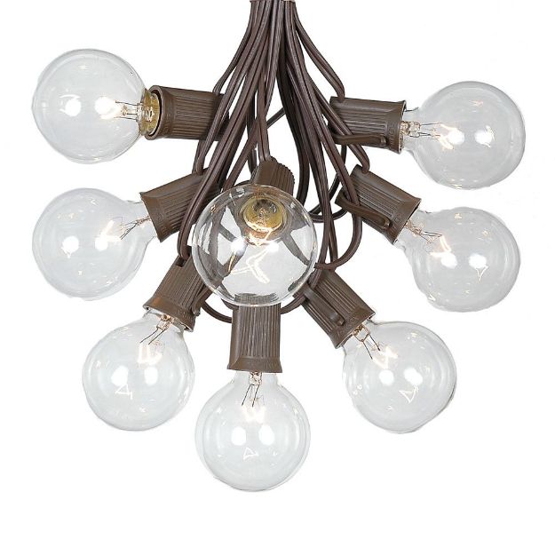 Clear Satin G50 Globe Outdoor String Light Set on Brown Wire - Novelty ...
