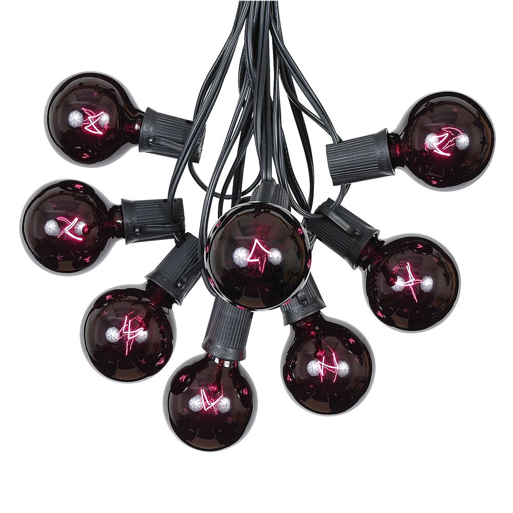 Black Light G50 Globe Outdoor String Light Set on Black Wire - Novelty ...