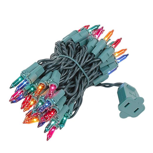 Multi Christmas Mini Light Set 50 Light Green Wire 11 Feet Long ...