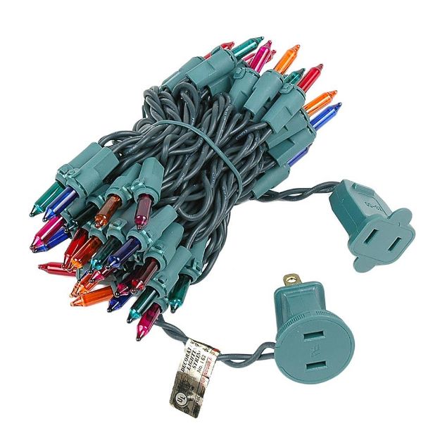 Multi Christmas Mini Light Set 50 Light Green Wire 11 Feet Long ...