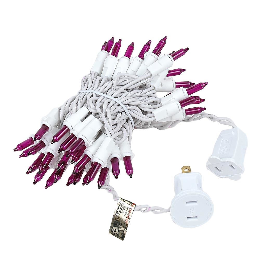 Purple Christmas Mini Light Set 50 Light White Wire 11 Feet Long ...