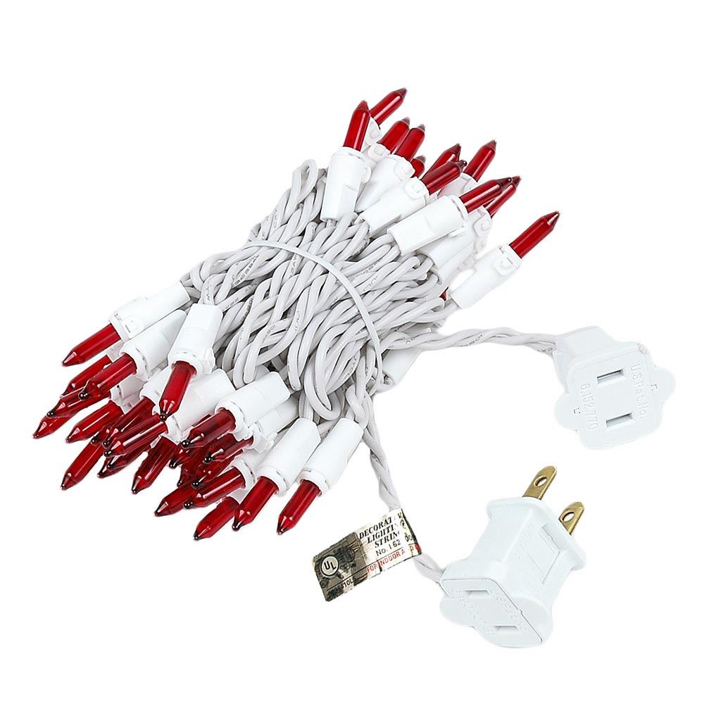 Red Christmas Mini Light Set 50 Light White Wire 11 Feet Long - Novelty ...