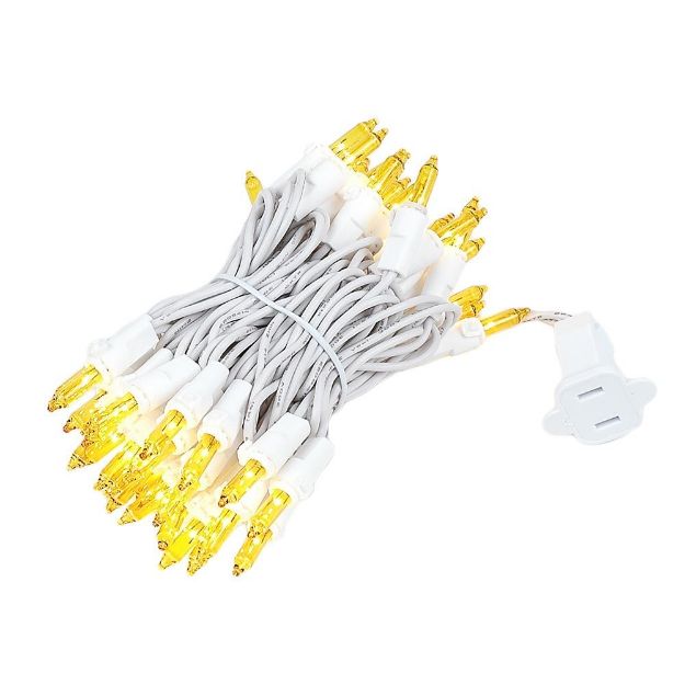 Yellow Christmas Mini Light Set 50 Light White Wire 11 Feet Long ...