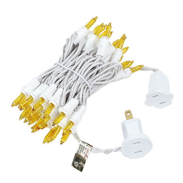 Yellow Christmas Mini Light Set 50 Light White Wire 11 Feet Long ...