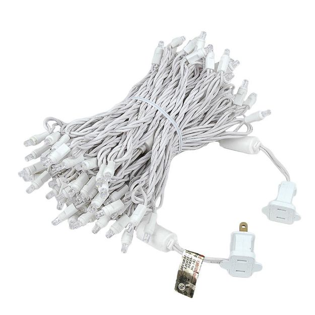 Warm White 100 LED Christmas Lights Sets 50 Long on White WireNovelty ...