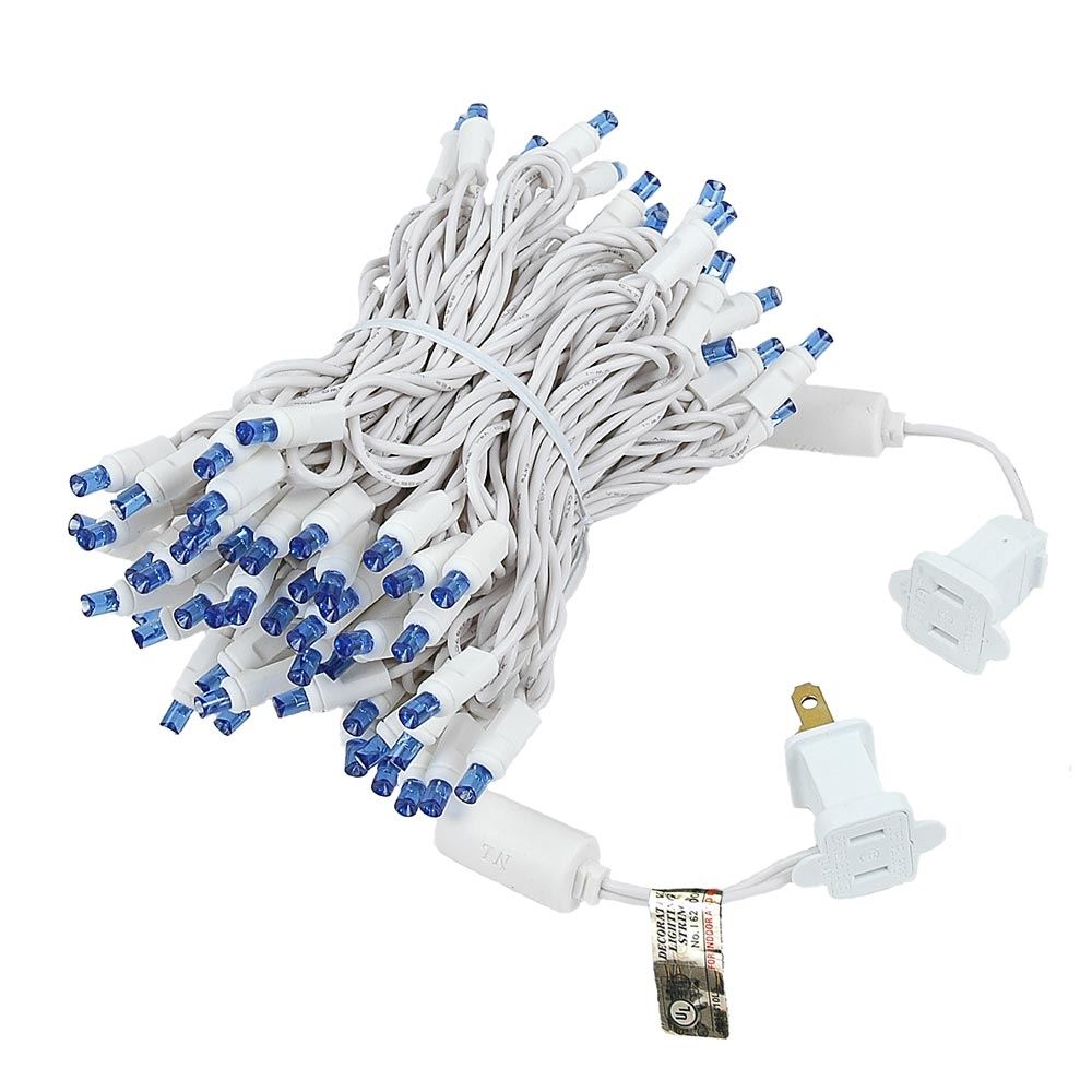 Wide Angle Blue 100 Bulb LED Christmas Lights Sets on White WireNovelty ...