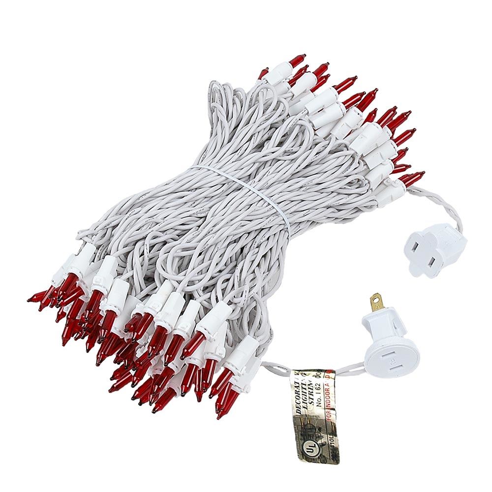 Red Christmas Mini Lights on White White - Novelty Lights IncNovelty ...
