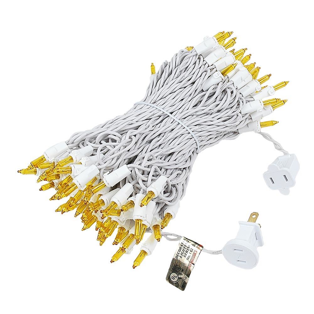 Yellow Christmas Mini Lights on White White - Novelty Lights IncNovelty ...