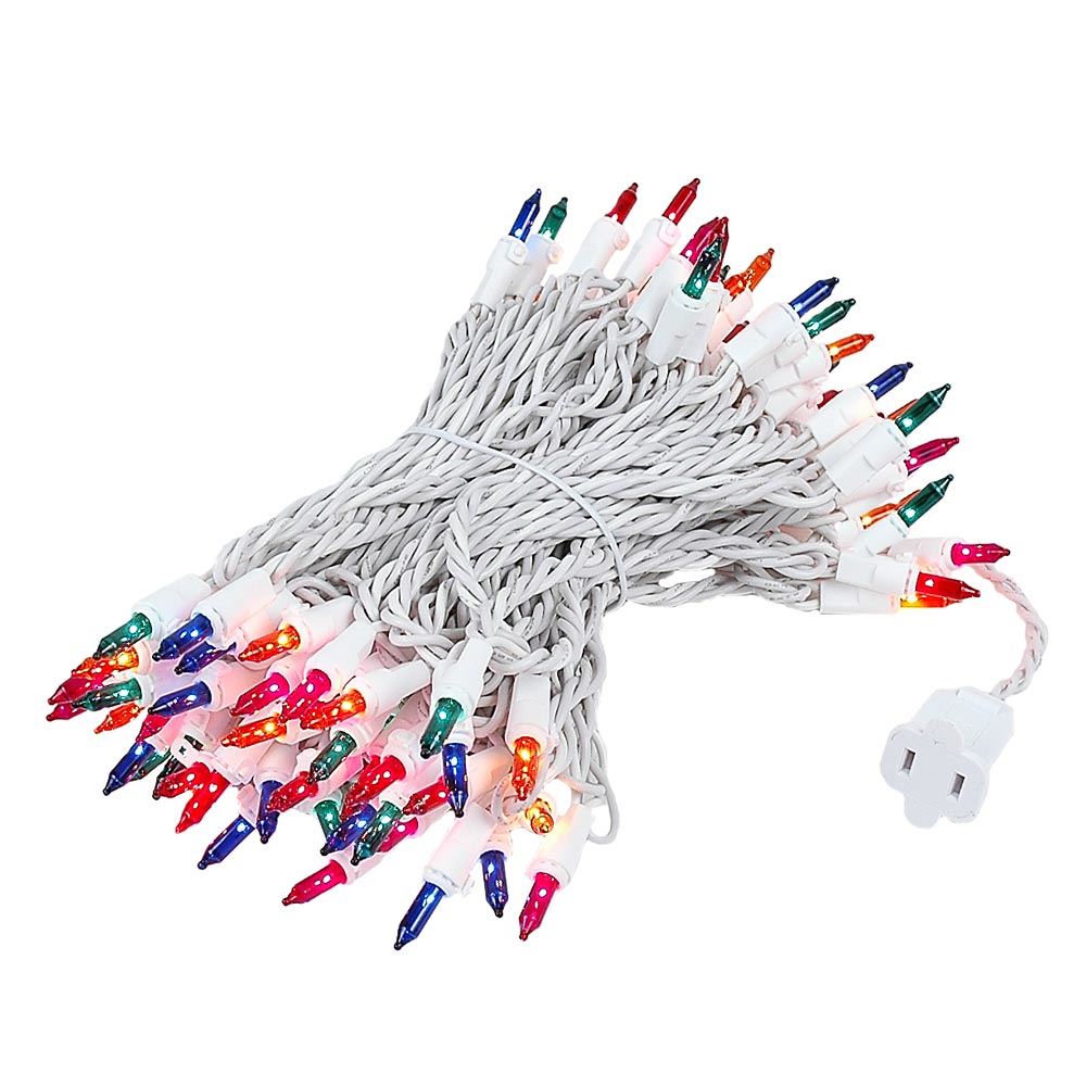 Multi Colored Christmas Mini Lights on White White - Novelty Lights ...