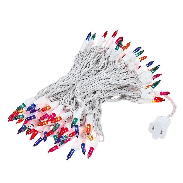 Multi Colored Christmas Mini Lights on White White - Novelty Lights ...