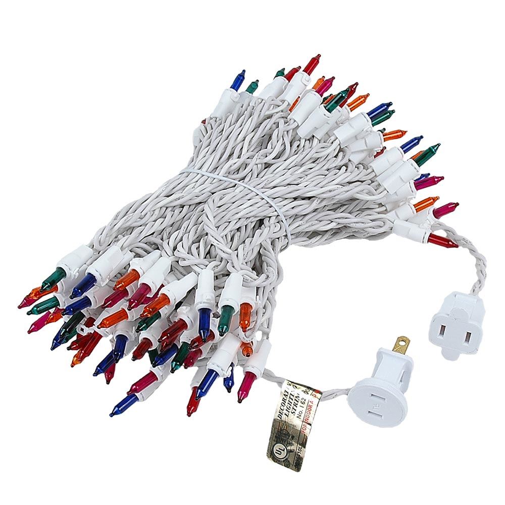 Multi Colored Christmas Mini Lights on White White - Novelty Lights ...
