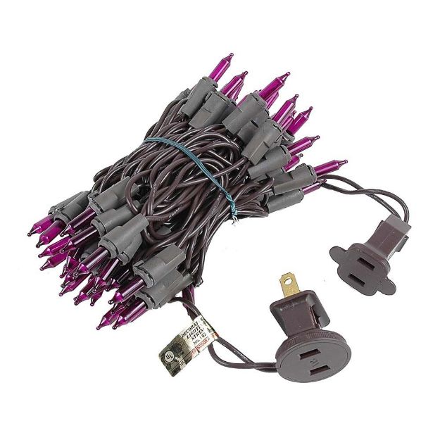 Purple Christmas Mini Lights Set 50 Light Brown Wire 11 Feet - Novelty ...