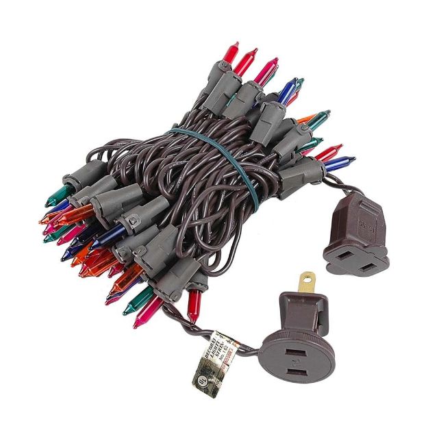Multi Colored Christmas Mini Lights Set 50 Light Brown Wire 11 Feet ...