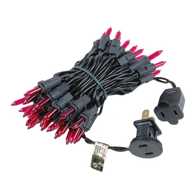 Pink Christmas Mini Lights Set 50 Light Black Wire 11 Feet - Novelty ...