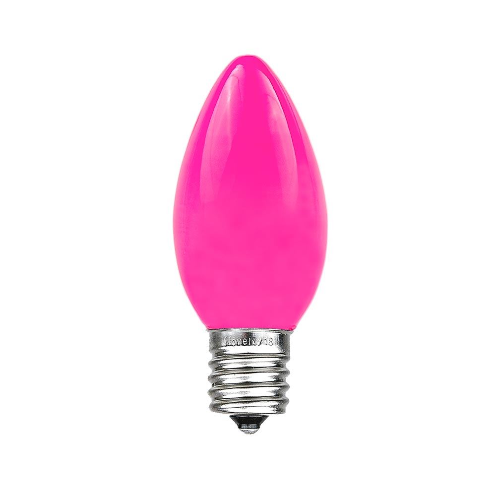 25 Pack of C9 Pink Ceramic/Opaque Replacement Christmas Light Bulbs 7 ...