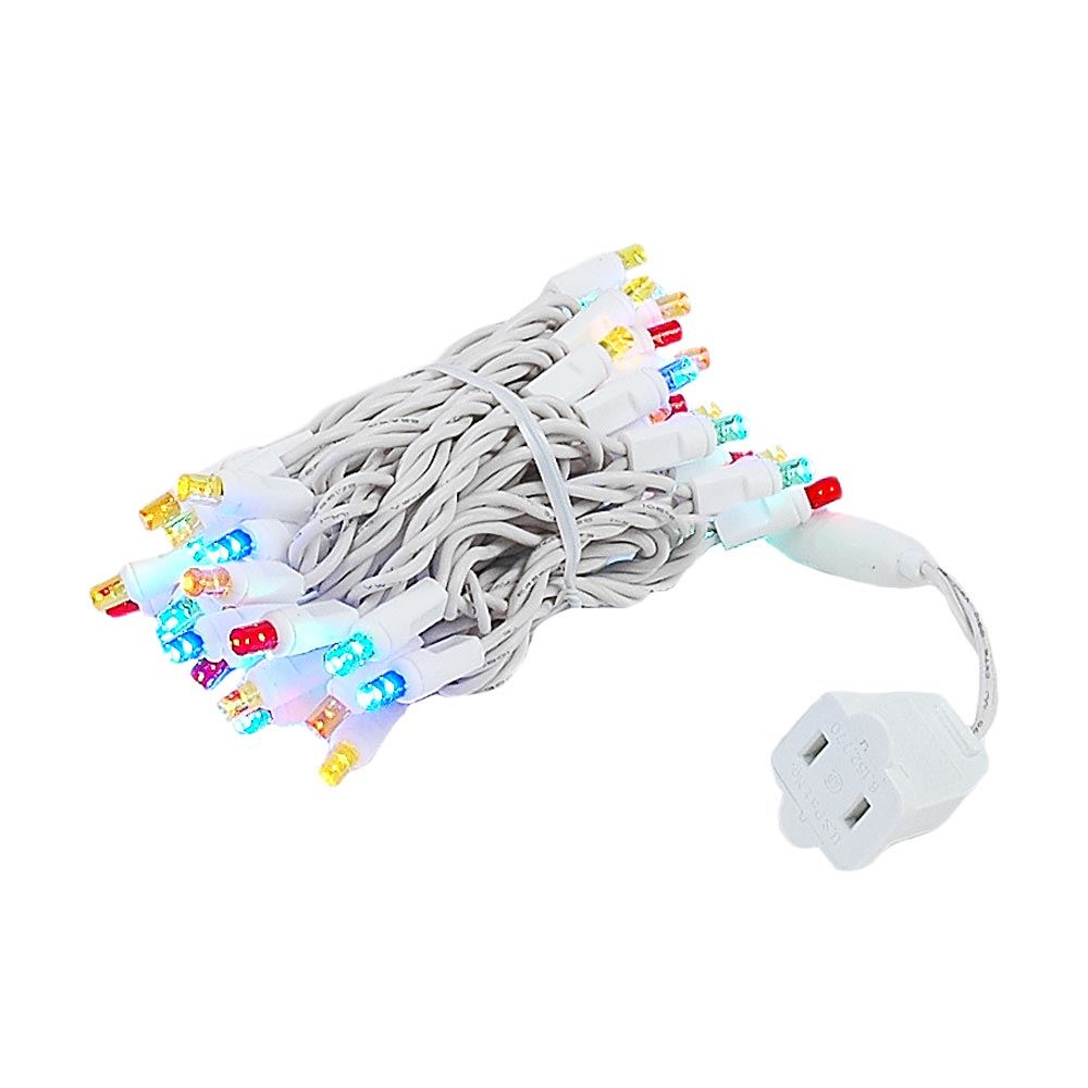 White Wire Wide Angle Assorted (Multi Colored)50 Bulb LED Christmas ...