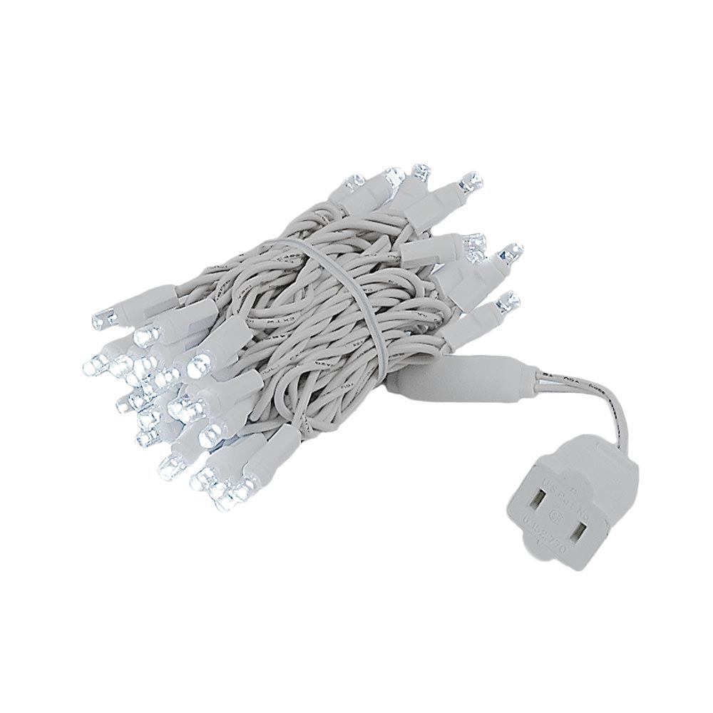 White Wire Wide Angle Pure White 50 Bulb LED Christmas Lights Sets ...