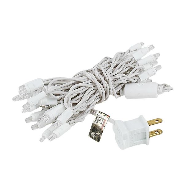 35 Light Pure White LED Christmas Light Set Non-Connectable White Wire ...