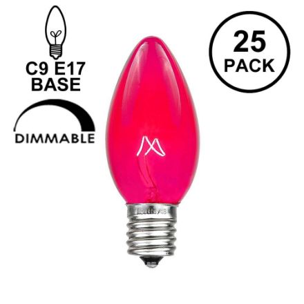 25 Pack of C9 Pink Ceramic/Opaque Replacement Christmas Light Bulbs 7 ...
