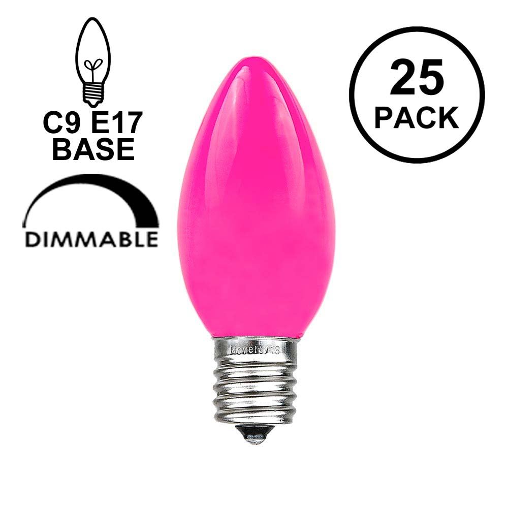 25 Pack of C9 Pink Ceramic/Opaque Replacement Christmas Light Bulbs 7 ...
