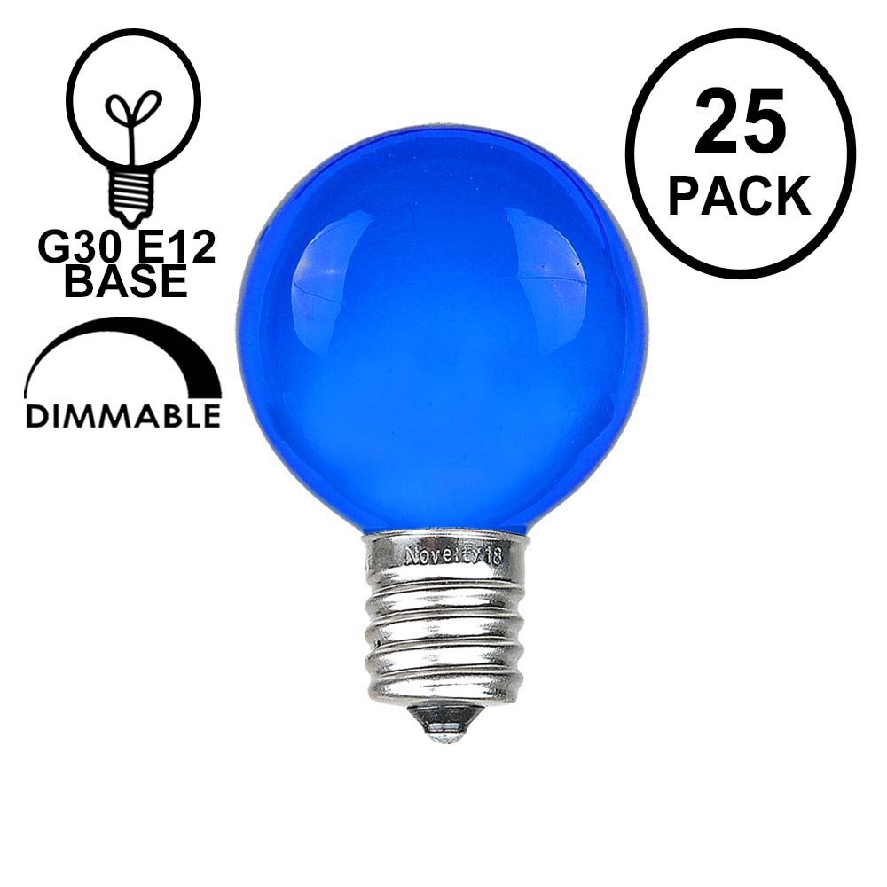 Satin Blue G30 5 Watt Replacement Lamps 25 Pack - Novelty Lights ...