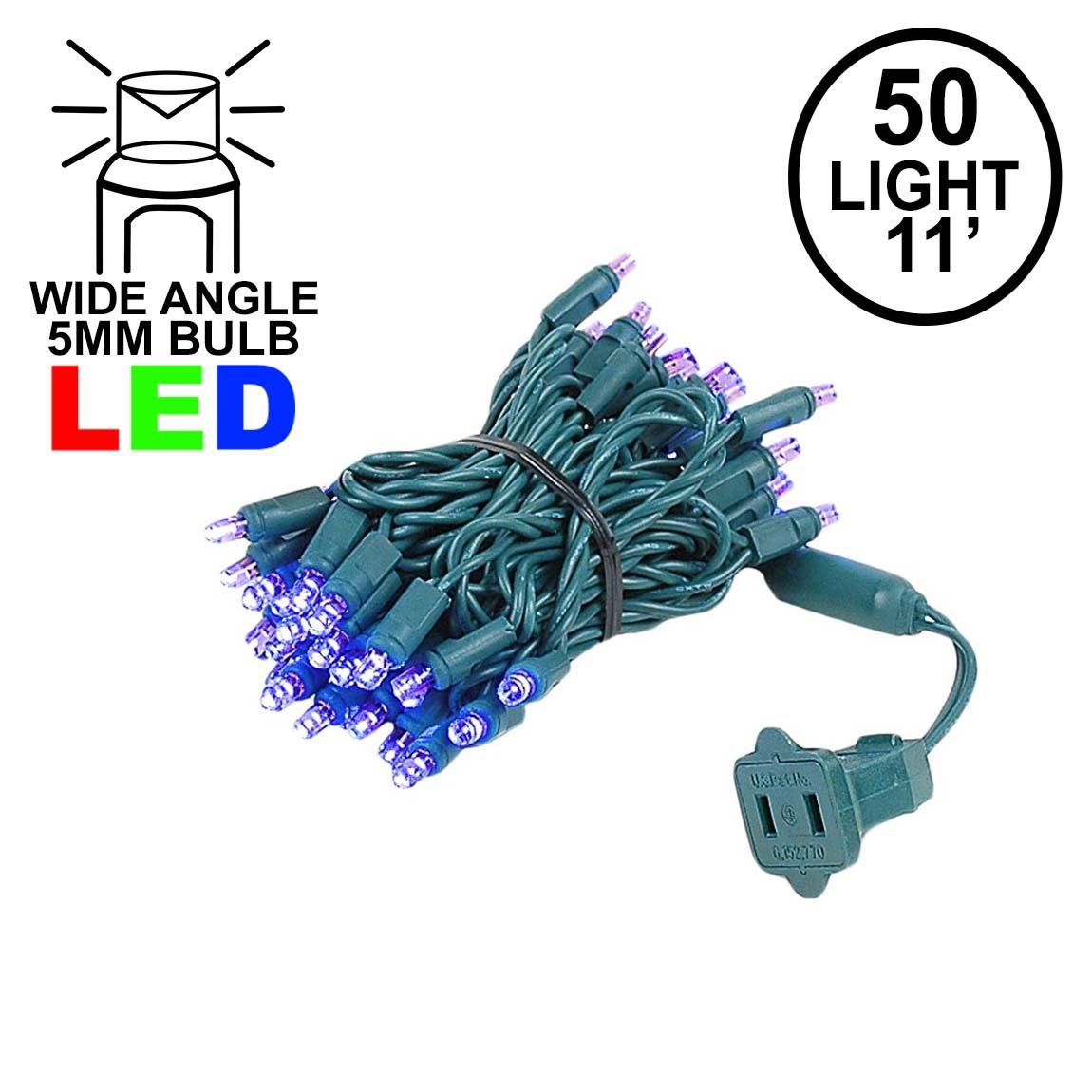 Wide Angle Purple 50 Bulb LED Christmas Lights Sets 11 Feet Long ...