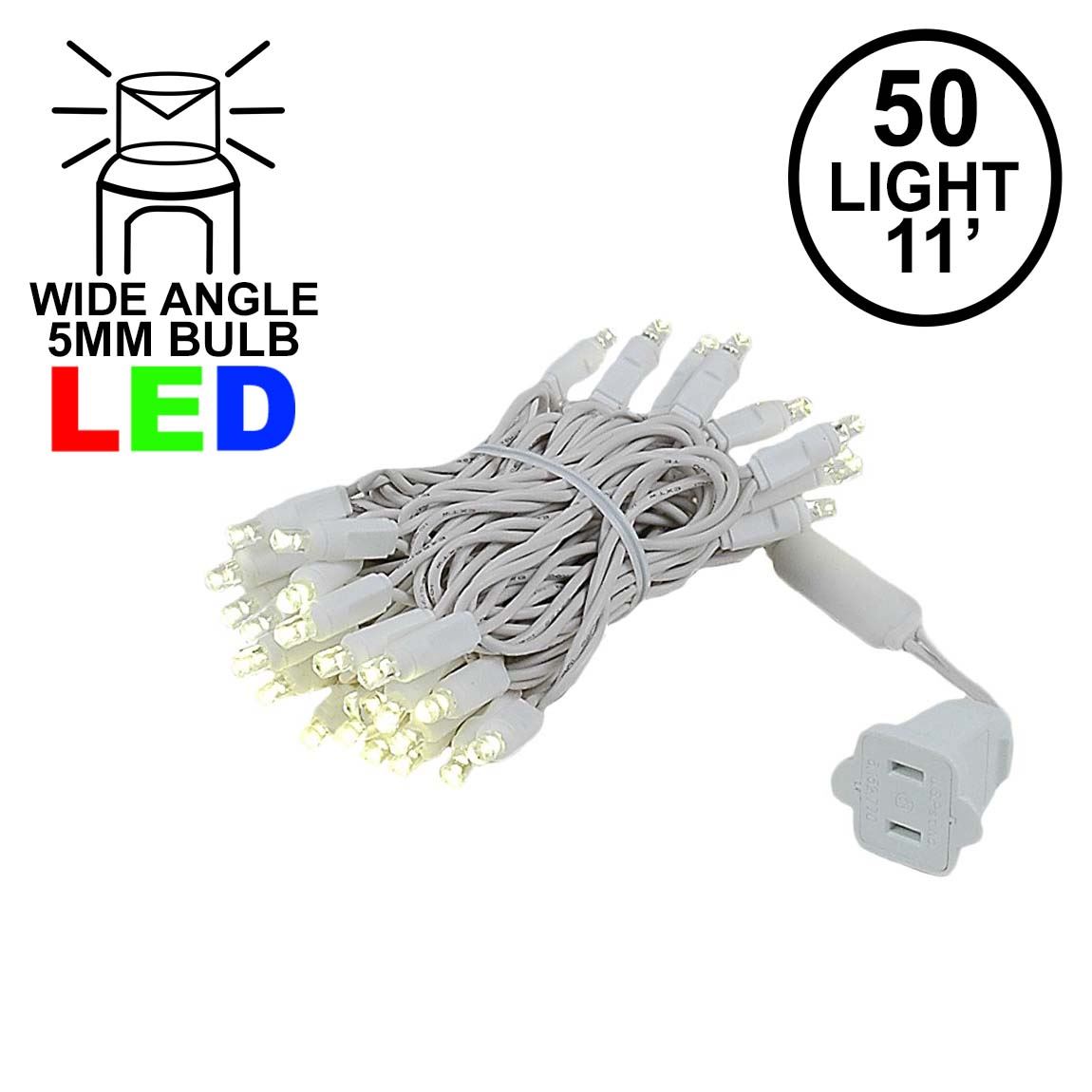 50 Wide Angle Warm White LED Mini Christmas Lights Sets 11 Feet on ...