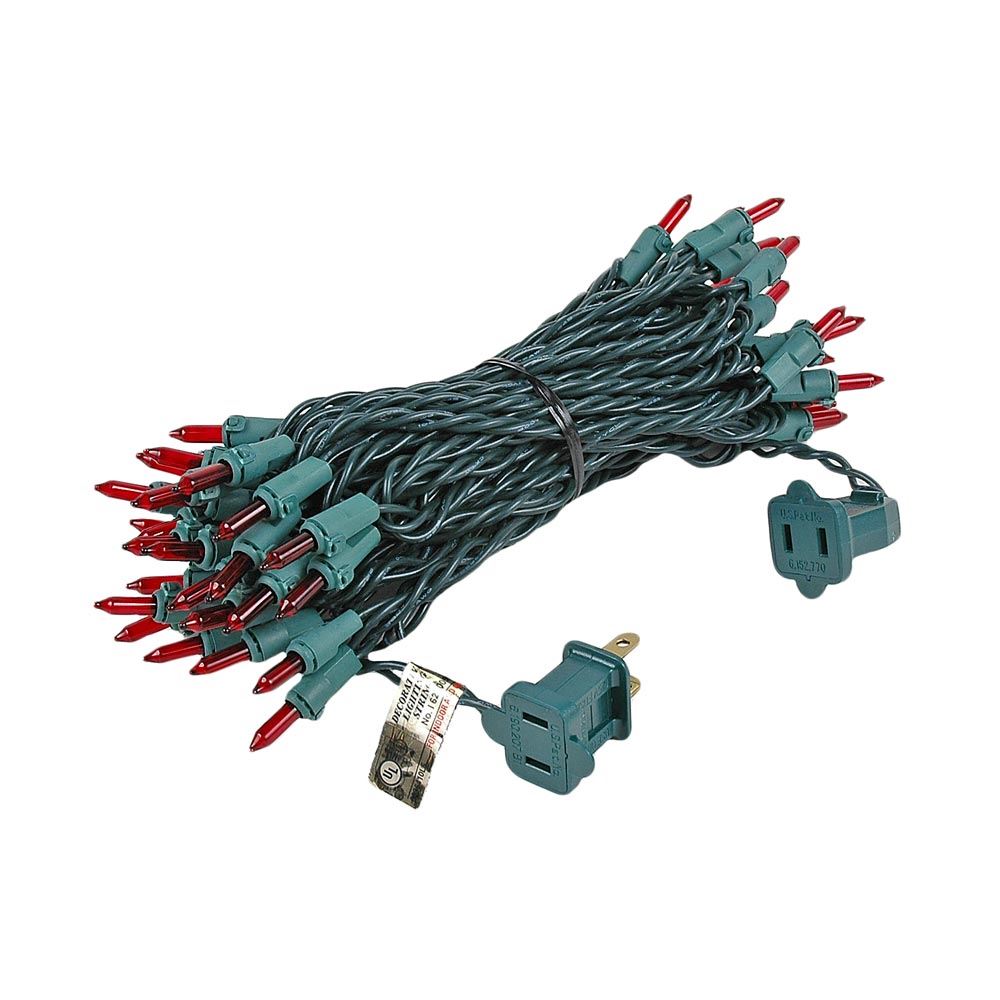Red Christmas Mini Light Set 50 Light Green WireNovelty Lights | LED ...