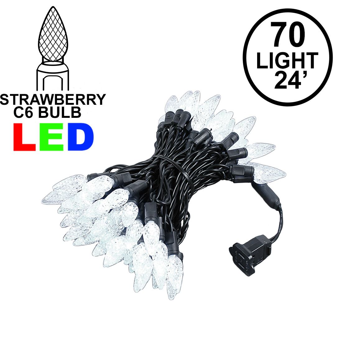 Commercial C6 LED 70 Light Pure White Strawberry Mini LightsNovelty Lights | LED Christmas ...