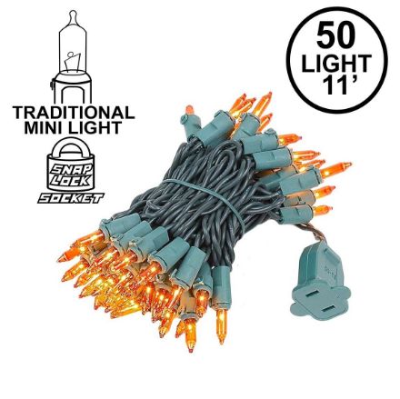 Green Wire 50 Light Christmas Mini Lights - Novelty Lights IncNovelty ...